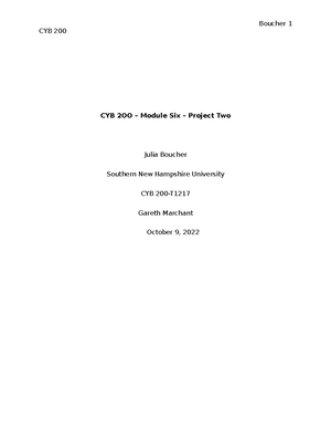 Module 6 Project One Jules Boucher - CYB 200-T CYB 2OO – Module Six – Project One Julia Boucher ...