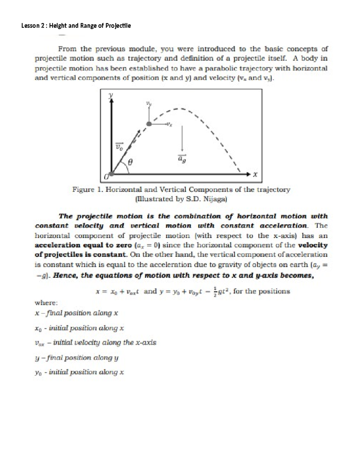 Lesson-2 - Science 9 Lesson 2 - Lesson 2 : Height and Range of ...
