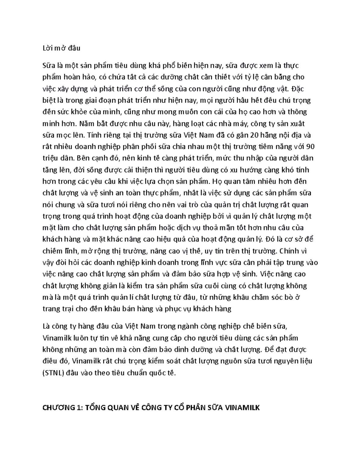 Quản trị chất lượng rủi ro - L i mờ ởđầầu S ữa là m t s n ph m têu dùng khá ph ộ ả ẩ ổ biêến hi ...