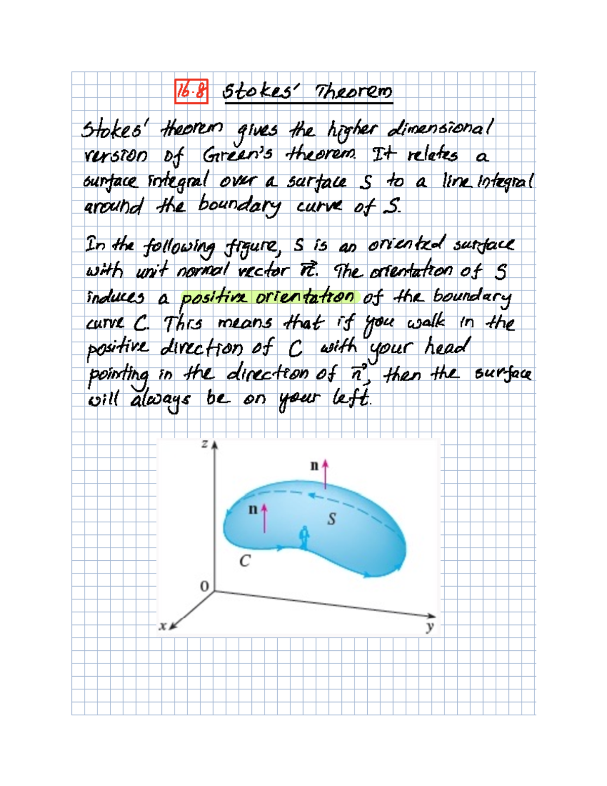 16 8 Stokes Theorem Notes From Professor Don Mallawa Arachchi X Y N Jv Wme Ae 6 Ss V Y Ss