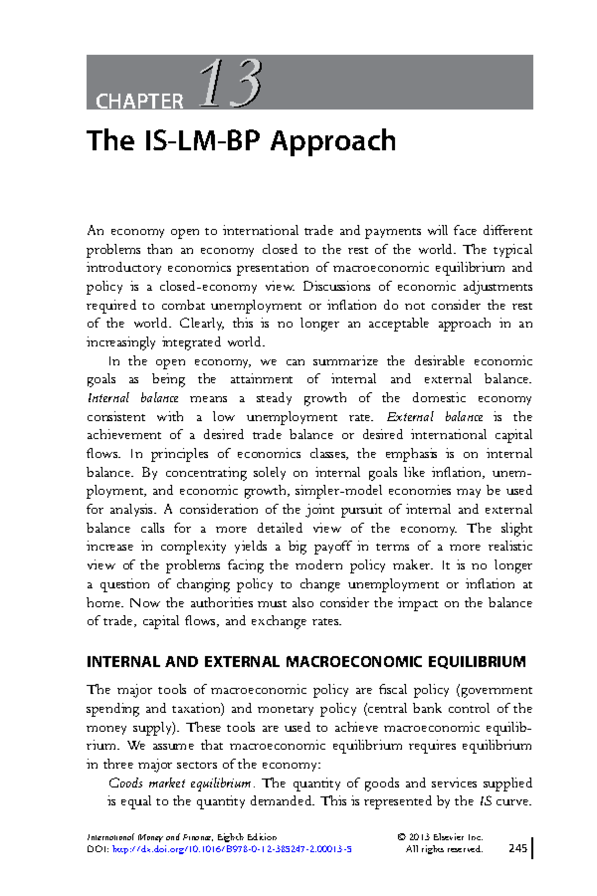 IS-LM-BP 1 - IS-LM-BP - CHAPTER 1313 The IS-LM-BP Approach An economy ...