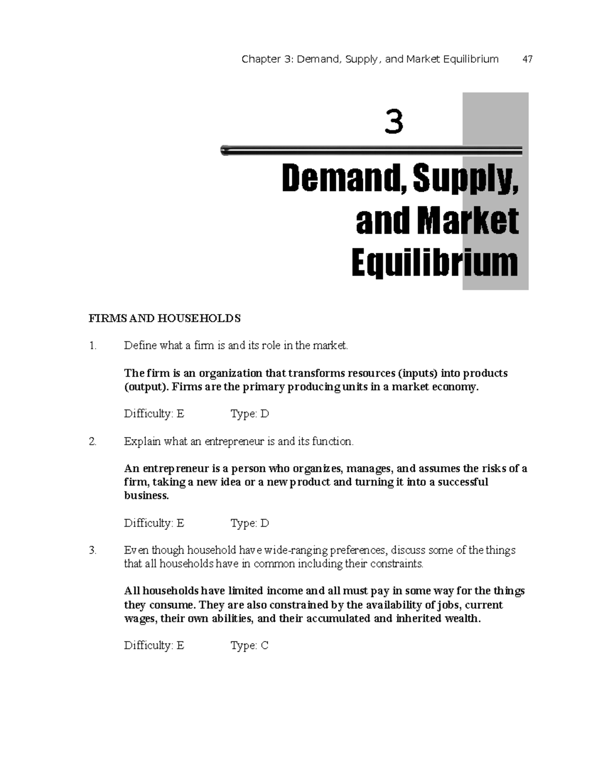 Demand and Supply short note - Chapter 3: Demand, Supply, and Market ...