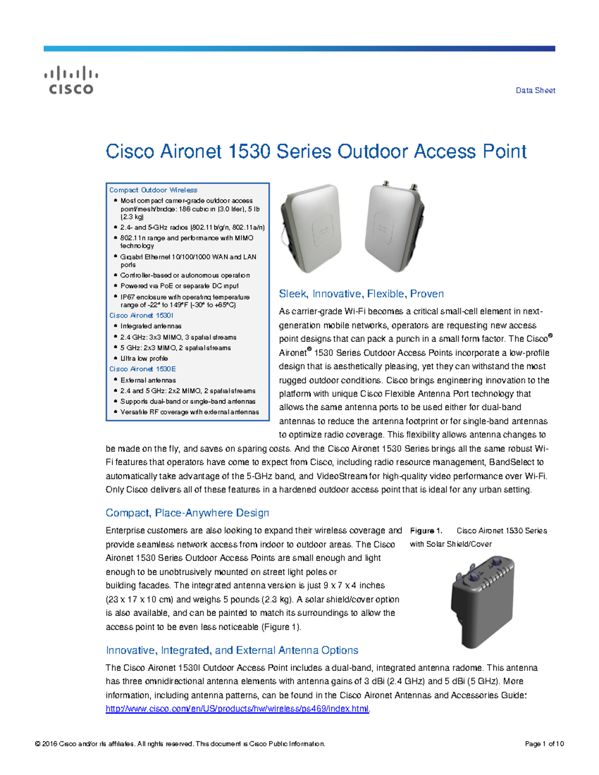 Cisco 1530 Datasheet - Data Sheet Compact Outdoor Wireless Most compact ...