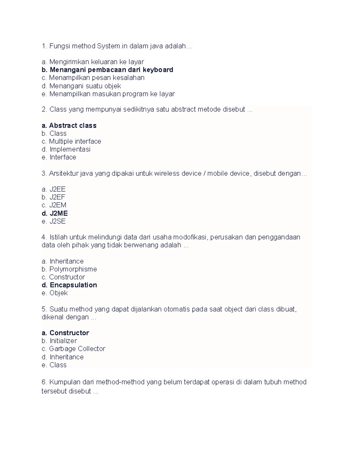 Soal uh 2 pbo - soal pbo - 1. Fungsi method System dalam java adalah ...