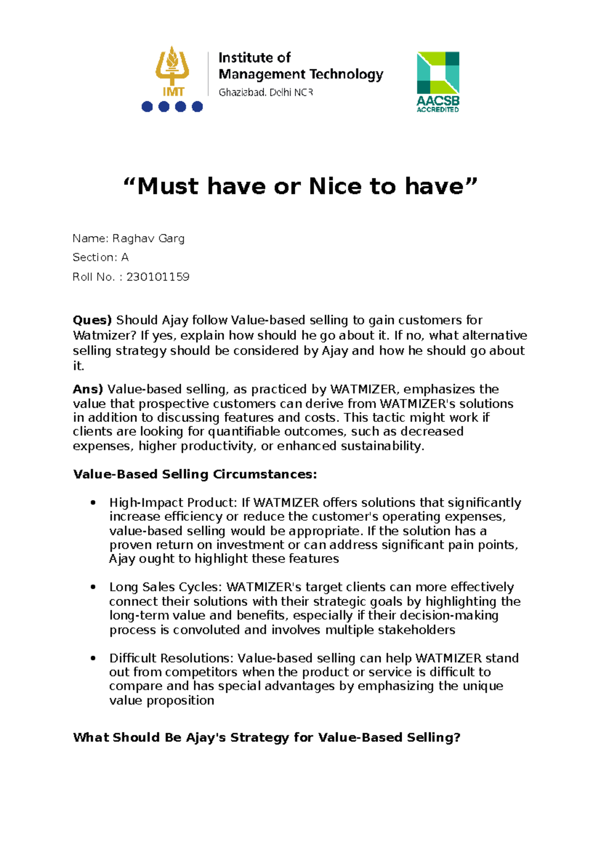 Must have or Nice to have- Dev Sagar - “Must have or Nice to have” Name ...