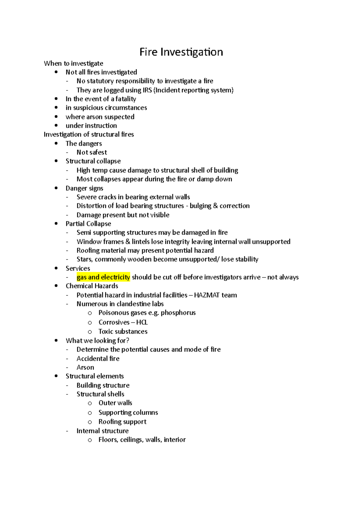 Fire Investigation - Fire Investigation When to investigate Not all ...