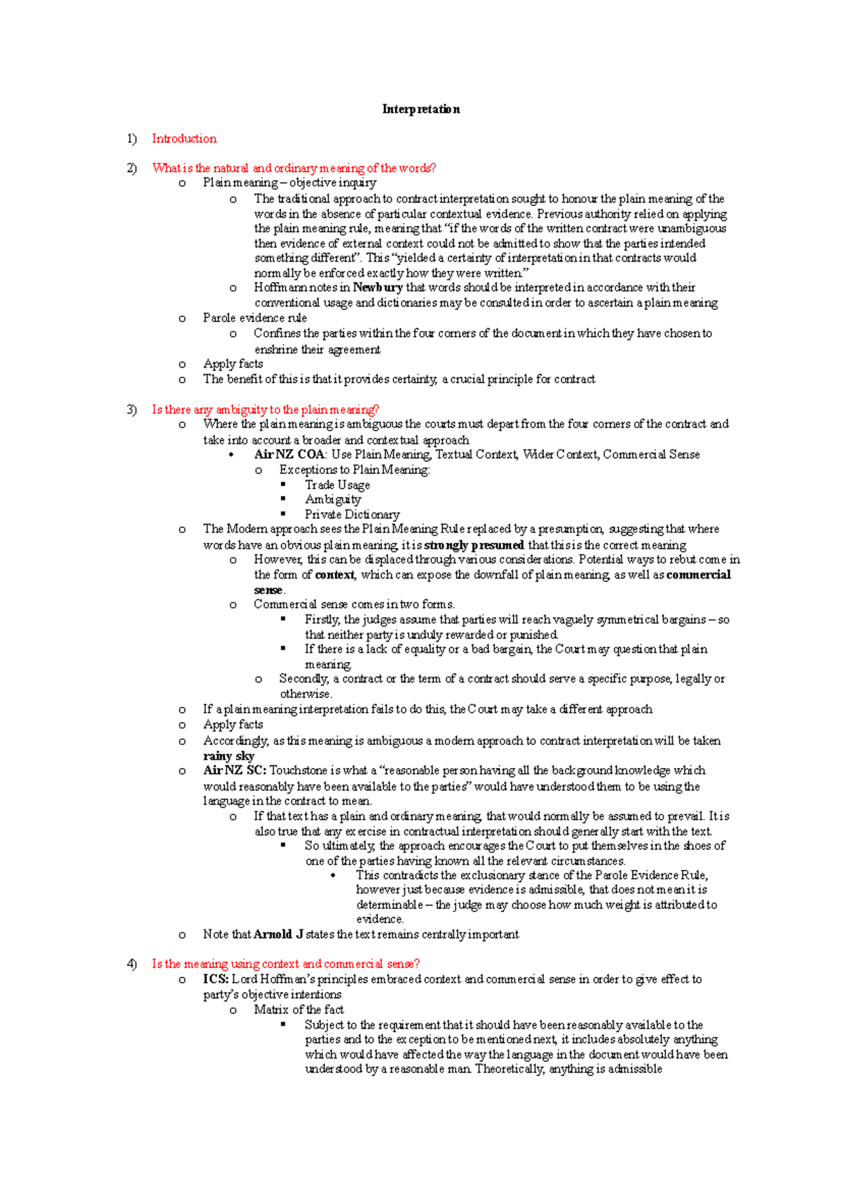 Contract law - interpretation structure - Interpretation Introduction ...