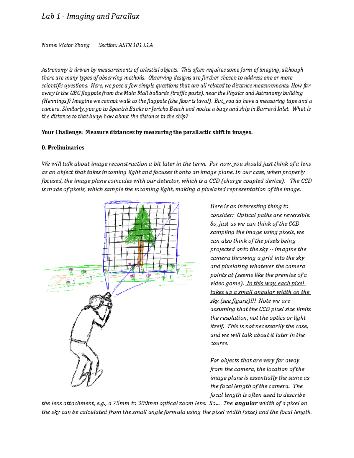 Lab1- Parallax and Imaging Lab Overview - ASTR 101 - UBC - Studocu