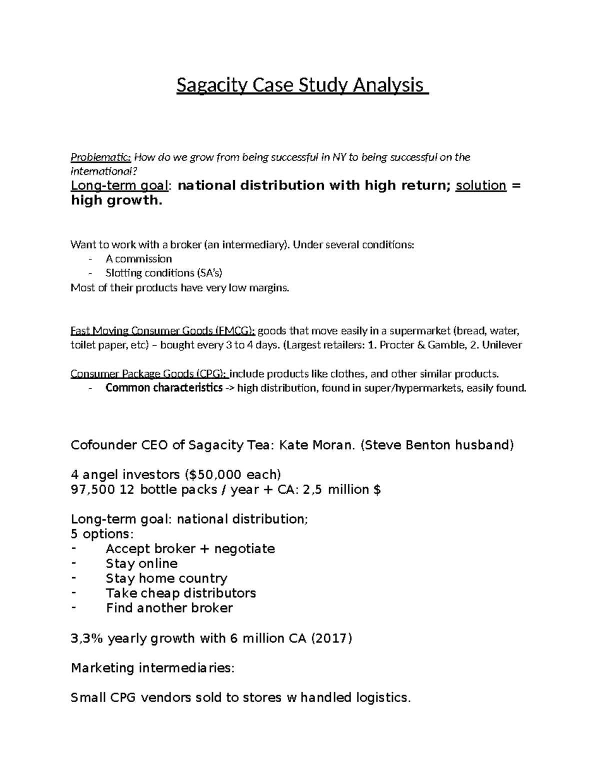 Sagacity Case Study Analysis - Sagacity Case Study Analysis Problematic ...