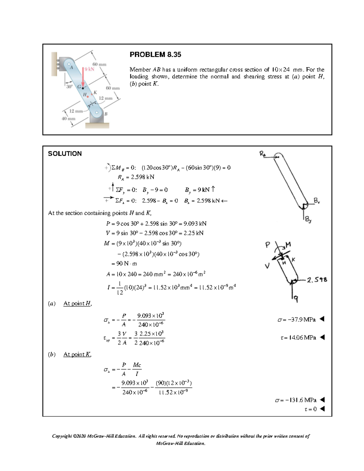 Recommended Problems Solution - Ch8 - Copyright ©2020 McGraw-Hill Education. All rights reserved ...