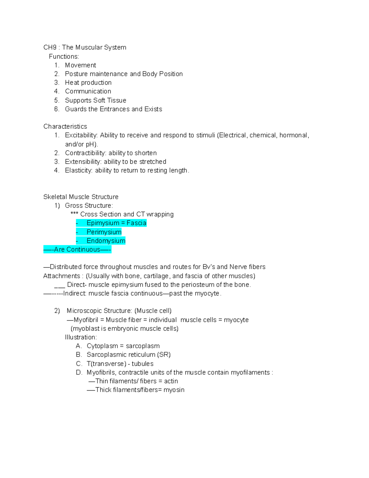 CH9 The Muscular System - Google Docs - CH9 : The Muscular System ...