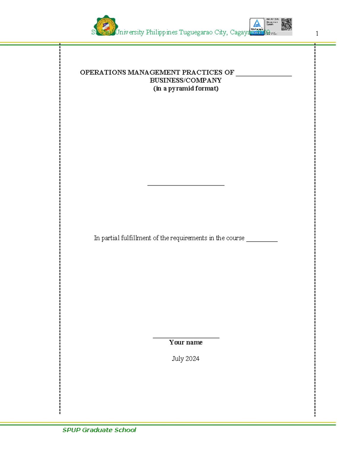 Mini thesis template copy - OPERATIONS MANAGEMENT PRACTICES OF ...