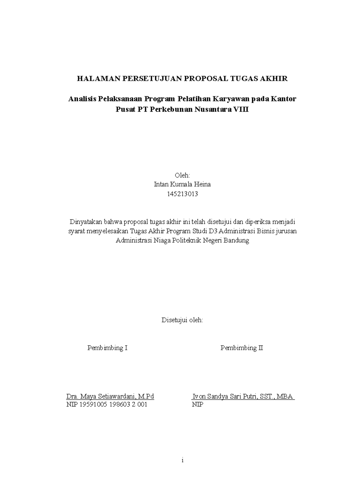 Proposal Analisis Pelaksanaan Program Pe - HALAMAN PERSETUJUAN PROPOSAL ...