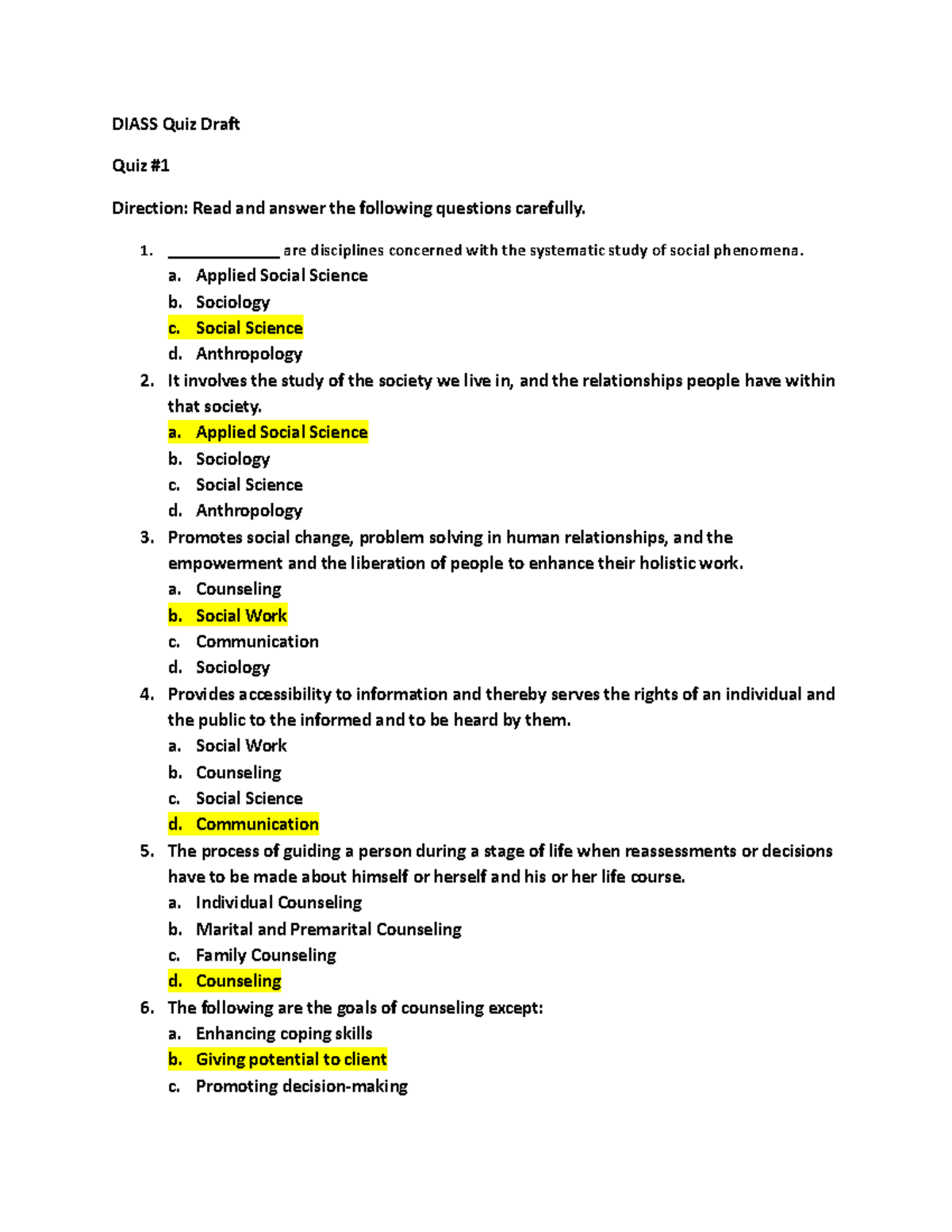 Diass Quiz 1 Dvda Diass Quiz Draft Quiz Direction Read And Answer The Following Questions