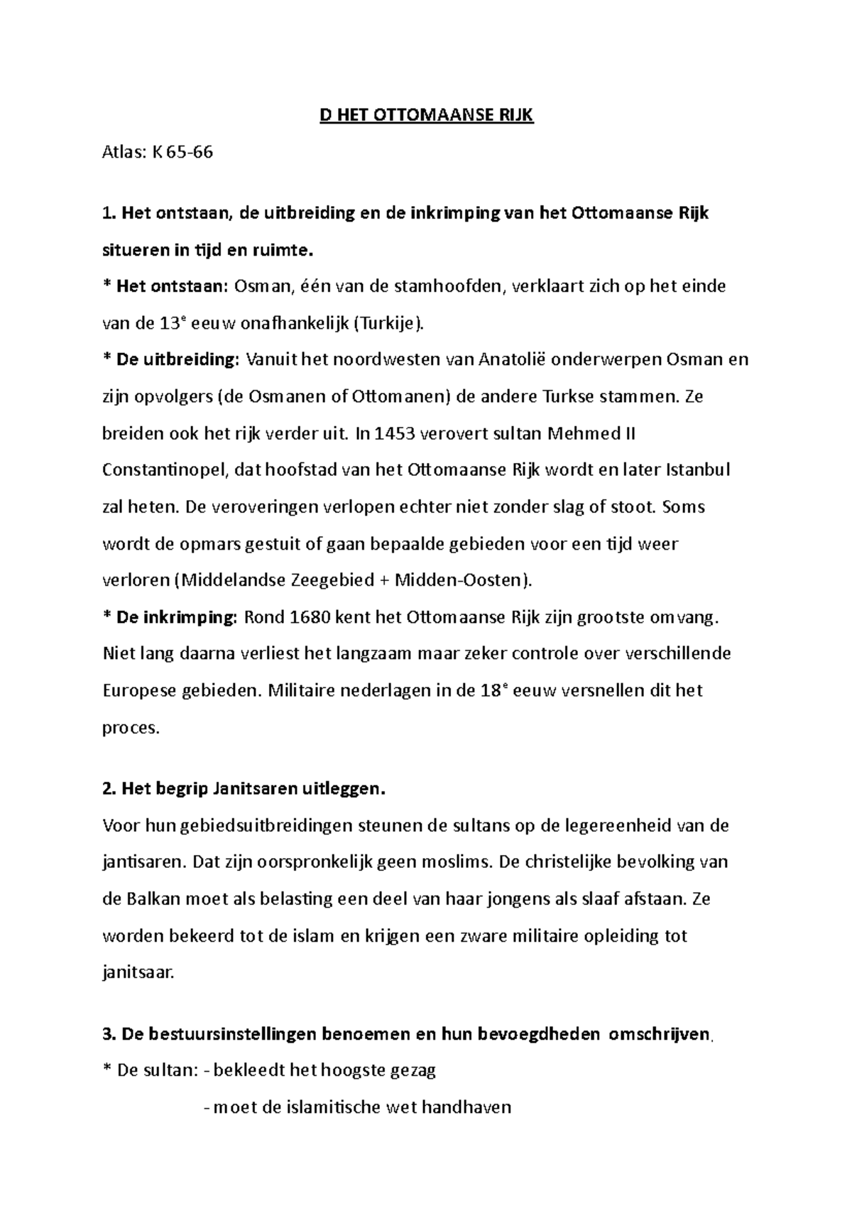 D Het Ottomaanse rijk, 4aso - D HET OTTOMAANSE RIJK Atlas: K 65- Het ...