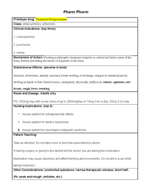 Clozaril Med card. - Pharm Phorm Prototype drug: Clozaril/Clozapine ...