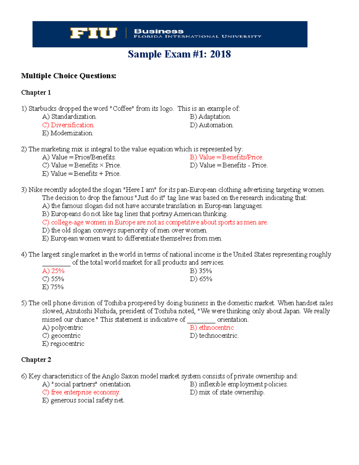 Midterm Sample Fall 2018 with Answers - Sample Exam #1: 2018 Multiple ...