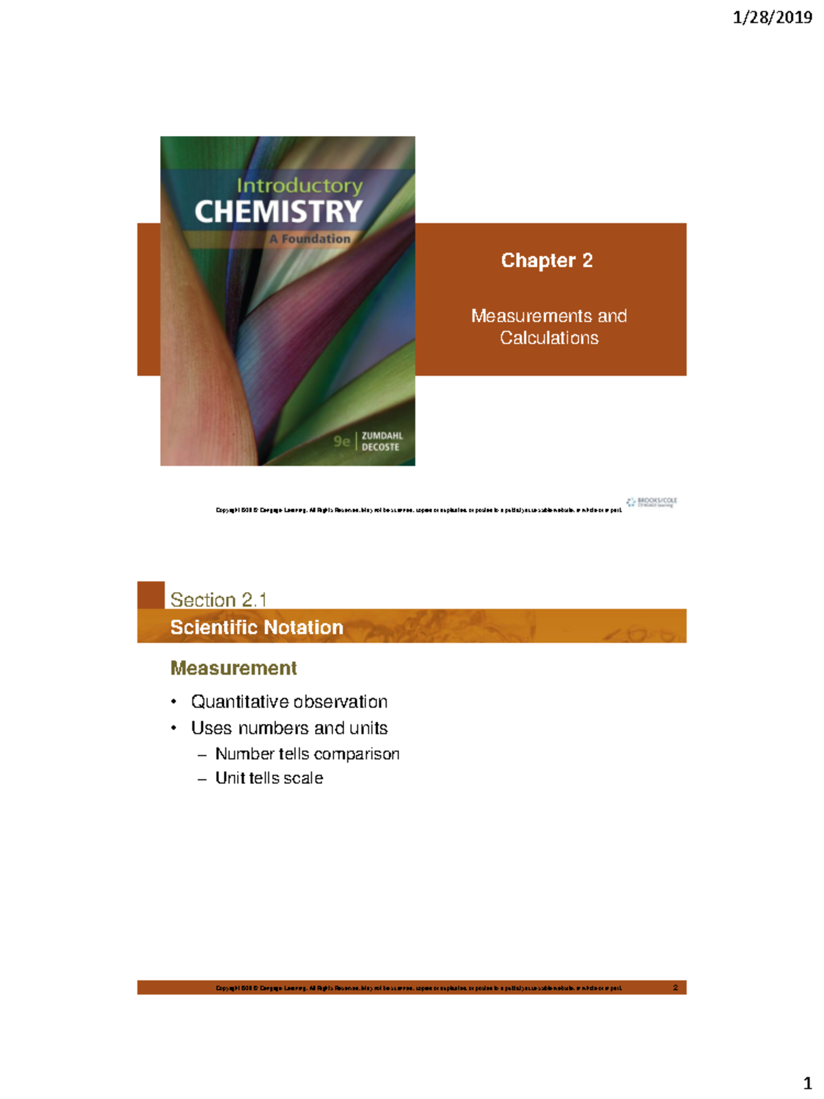 CHM100 Chapter 2 9e Lecture Notes - Chapter 2 Measurements and ...