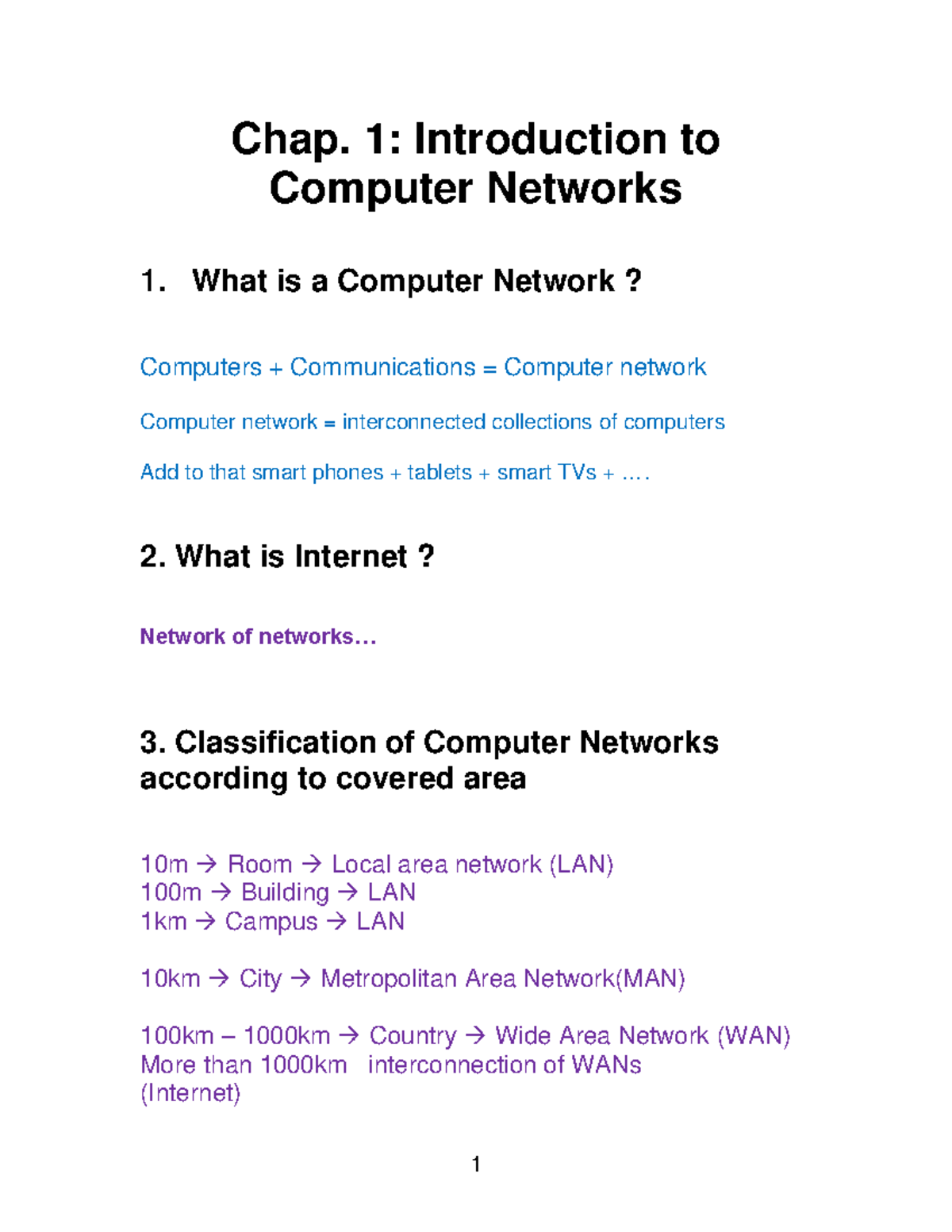 Lecture - 1-2 material - Chap. 1: Introduction to Computer Networks 1 ...