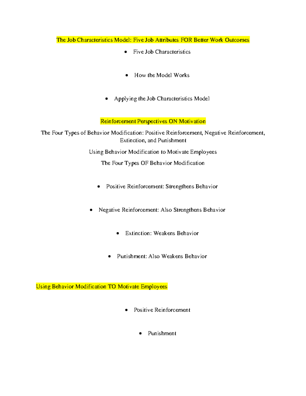 Management Behavioral Sciences Chapter 12 lecture part 2 - The Job ...