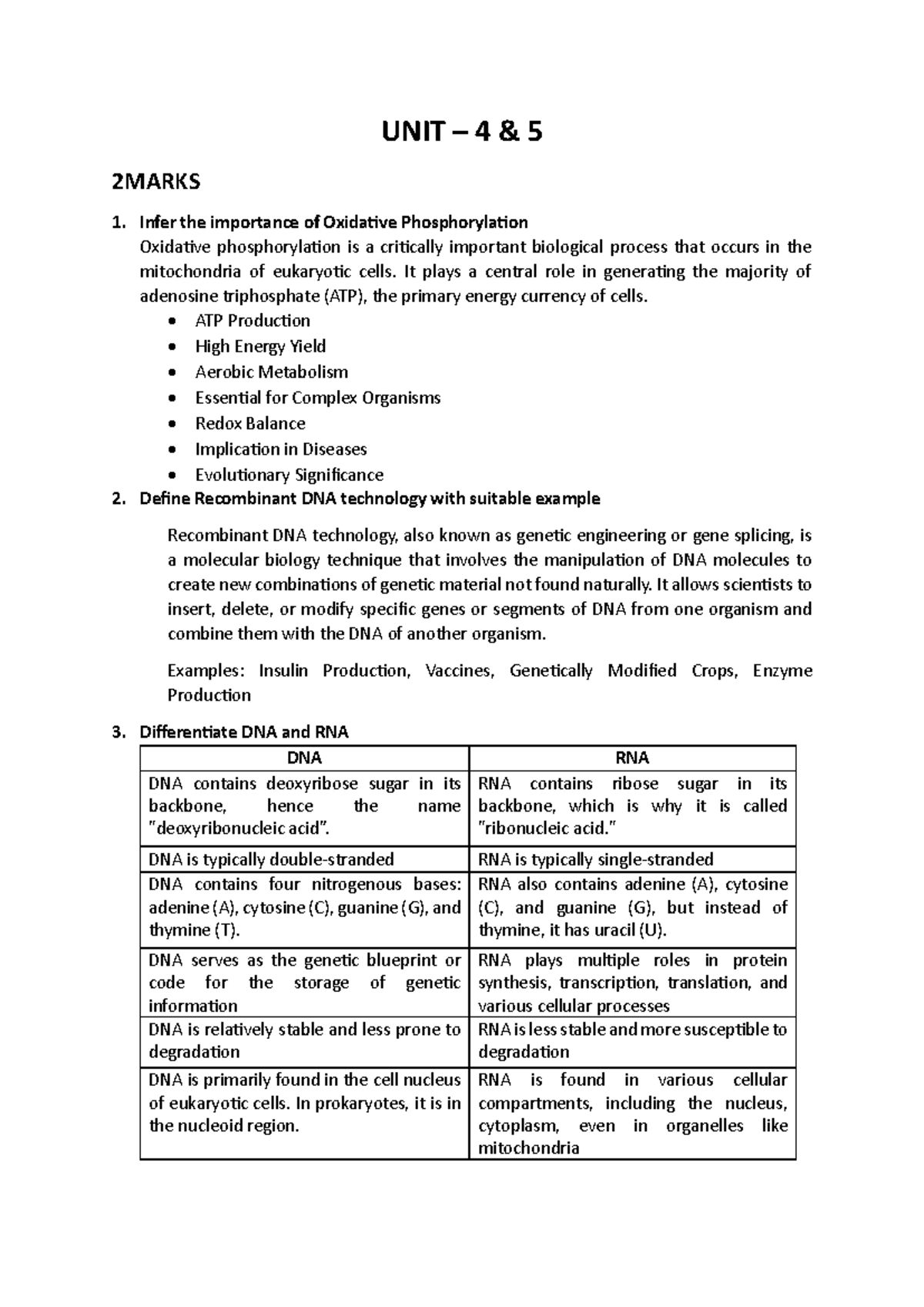 CHARACTERISTICS AND METABOLISM OF MICROORGANISMS - UNIT – 4 & 5 2MARKS Infer the importance of ...