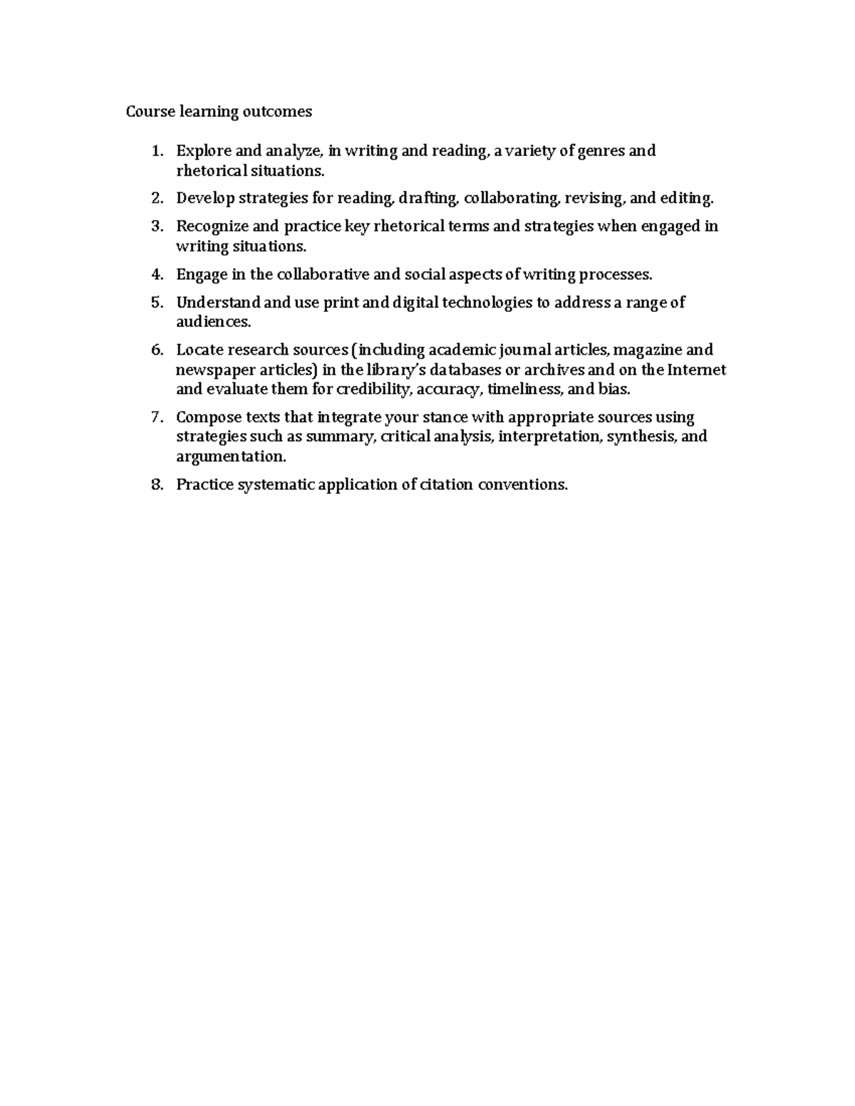 Phase 1-3 cover letter pg 2 - Course learning outcomes Explore and ...