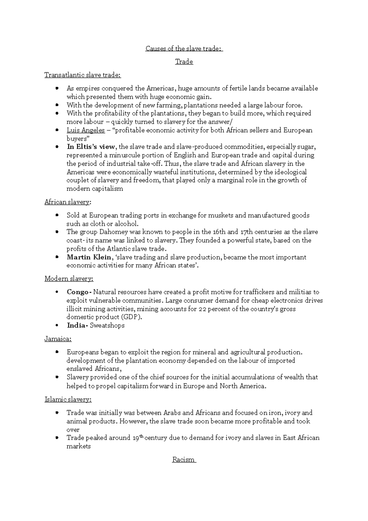 Causes of slavery revision notes - Causes of the slave trade: Trade ...