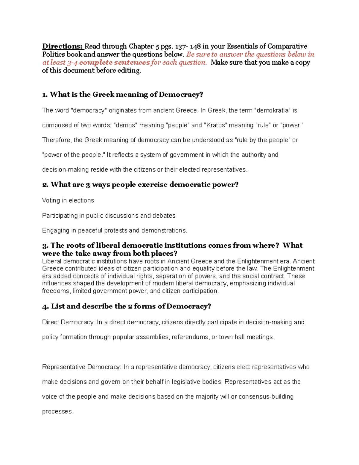 Chapter 5 Part 1 Reading Questions - Directions: Read through Chapter 5 ...