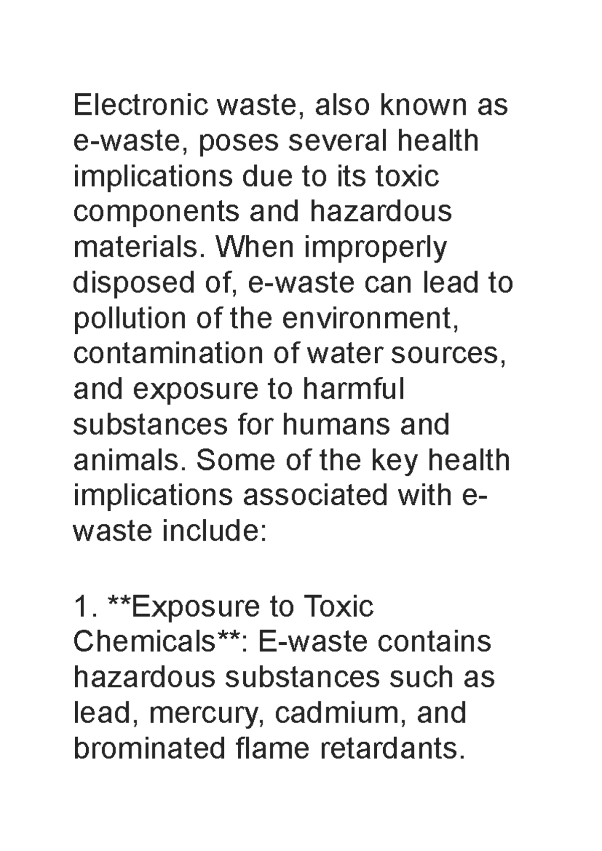PAT Research - To help with Cat - Electronic waste, also known as e ...