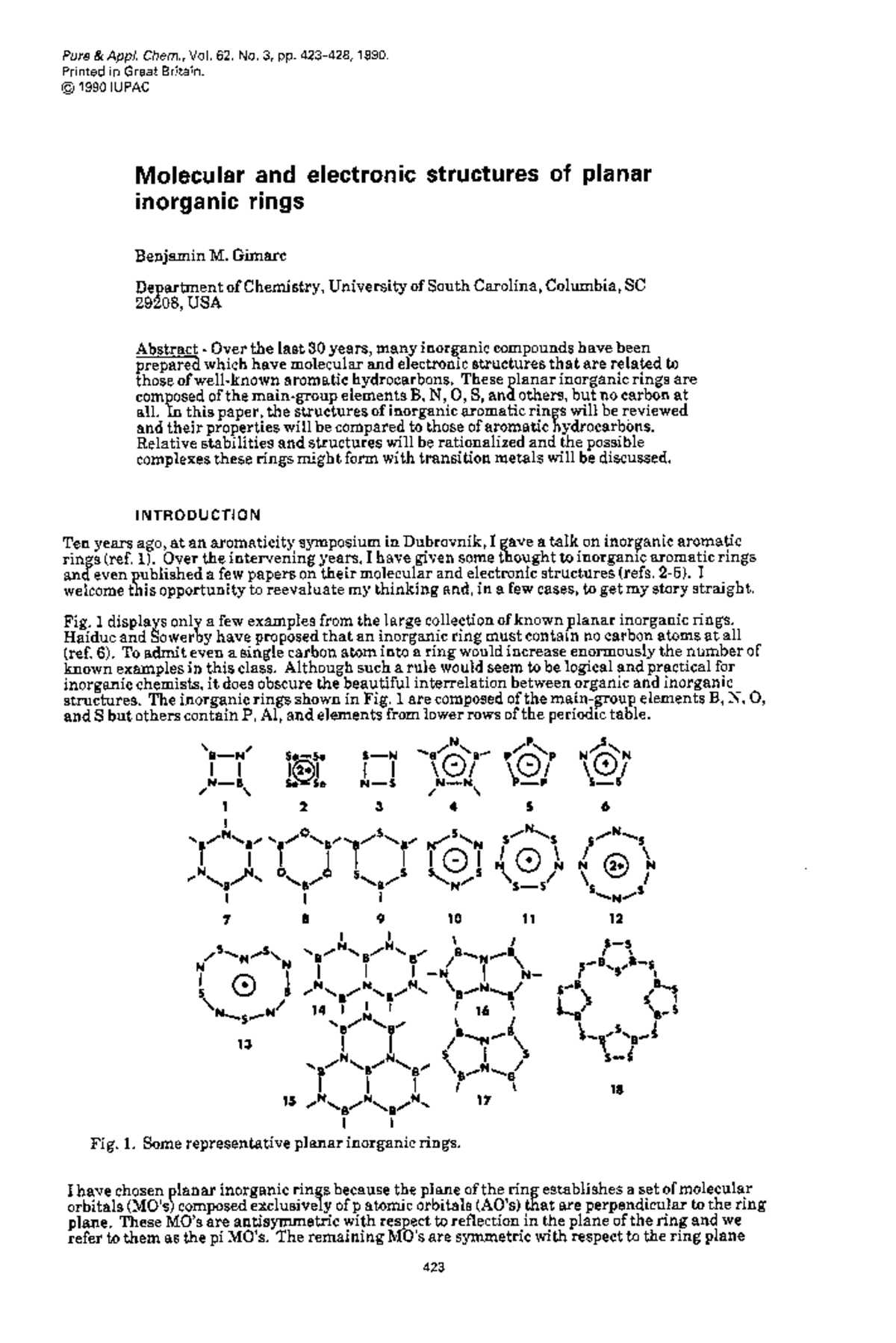 Molecular and electronic structures of planar inorganic rings - Pure ...