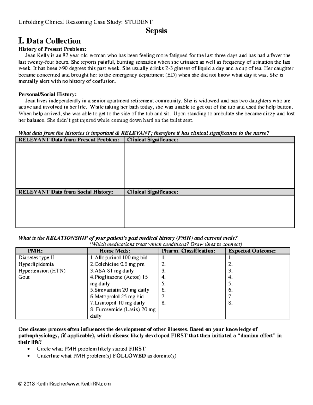 HCAL III Sepsis-Case Study Make Up or Online Assignment - Unfolding ...