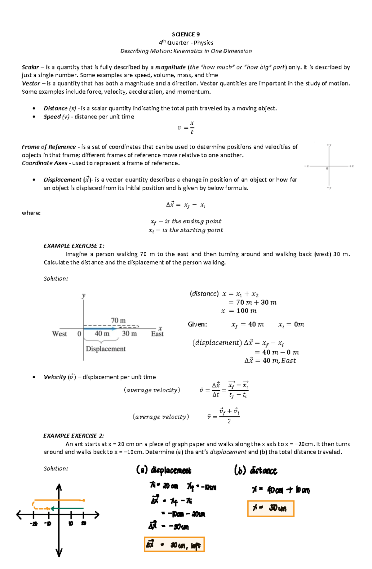 G9 Science Physics - SCIENCE 9 4 th Quarter - Physics Describing Motion ...