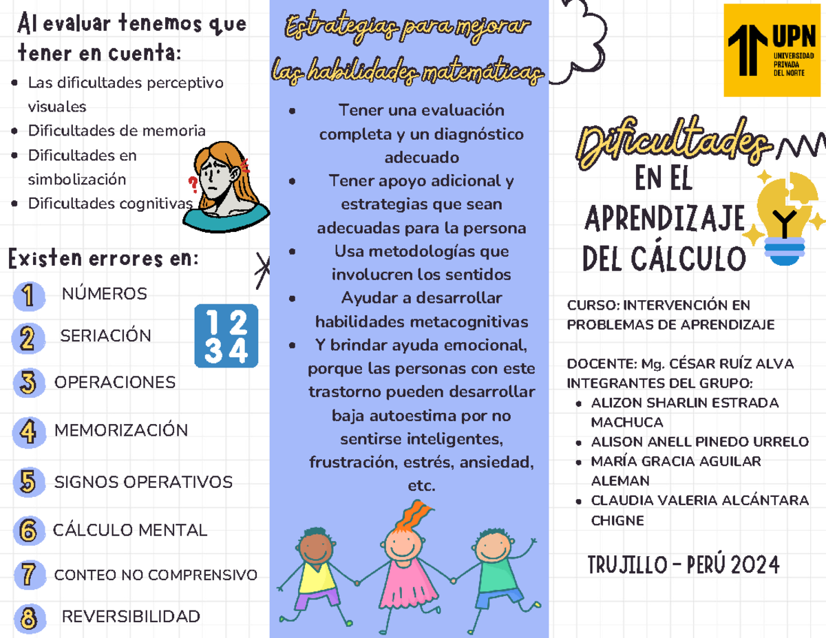 Tríptico - 22 11 33 44 55 66 77 88 EN EL APRENDIZAJE DEL CÁLCULO ...