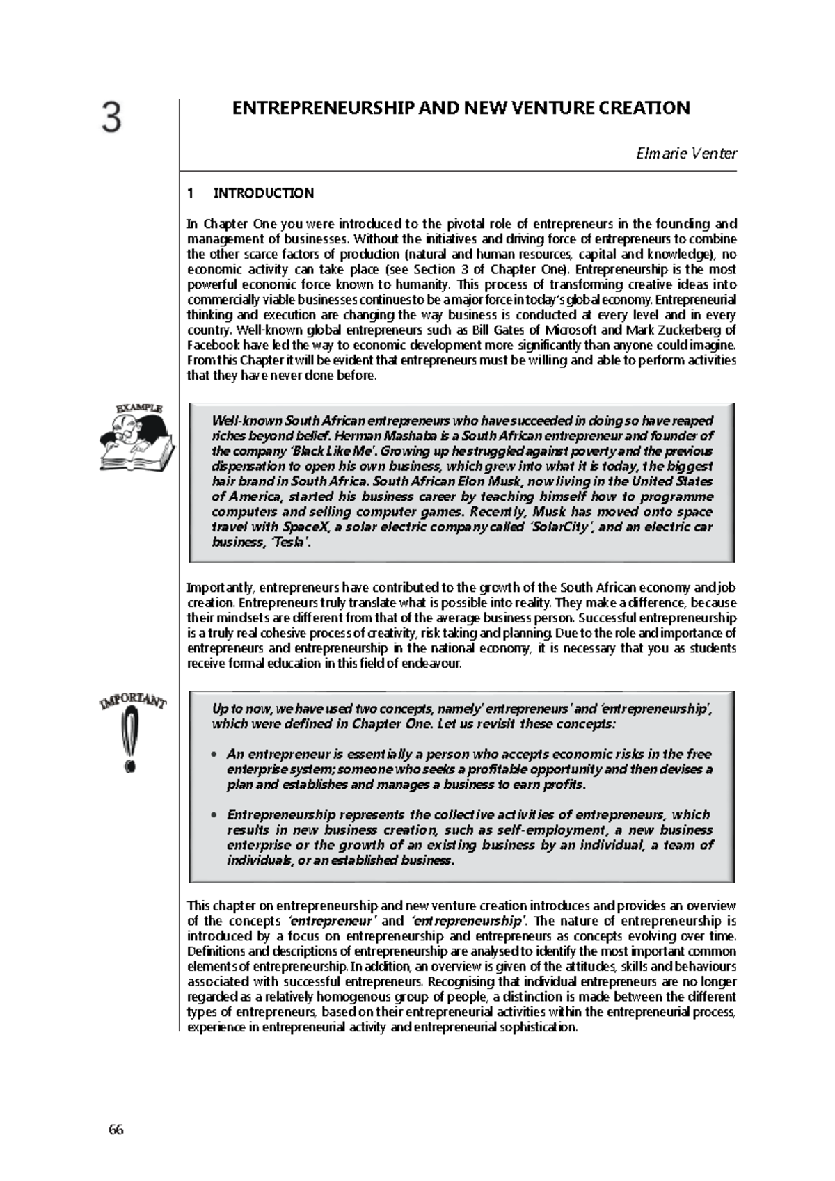 Chapter Three Bosch et al - ENTREPRENEURSHIP AND NEW VENTURE CREATION ...