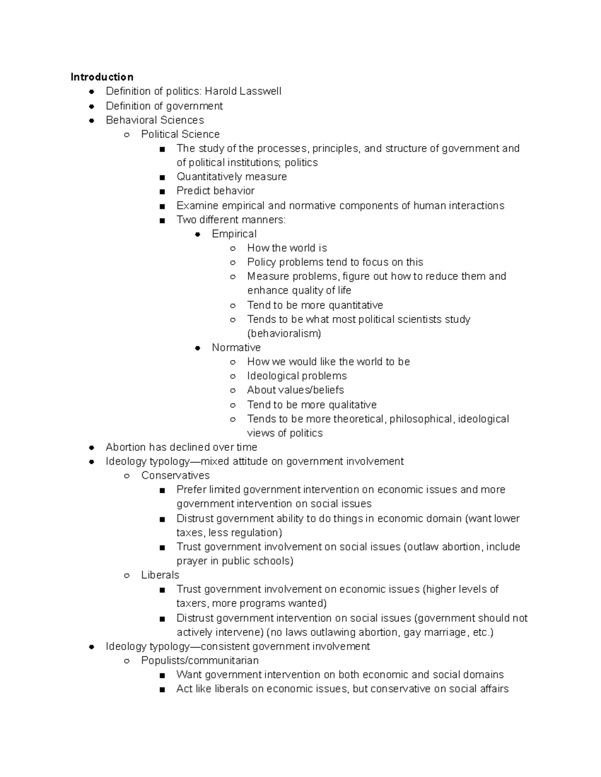 PSCI 2306 Notes - Taught by Dr. King. - Introduction Definition of ...