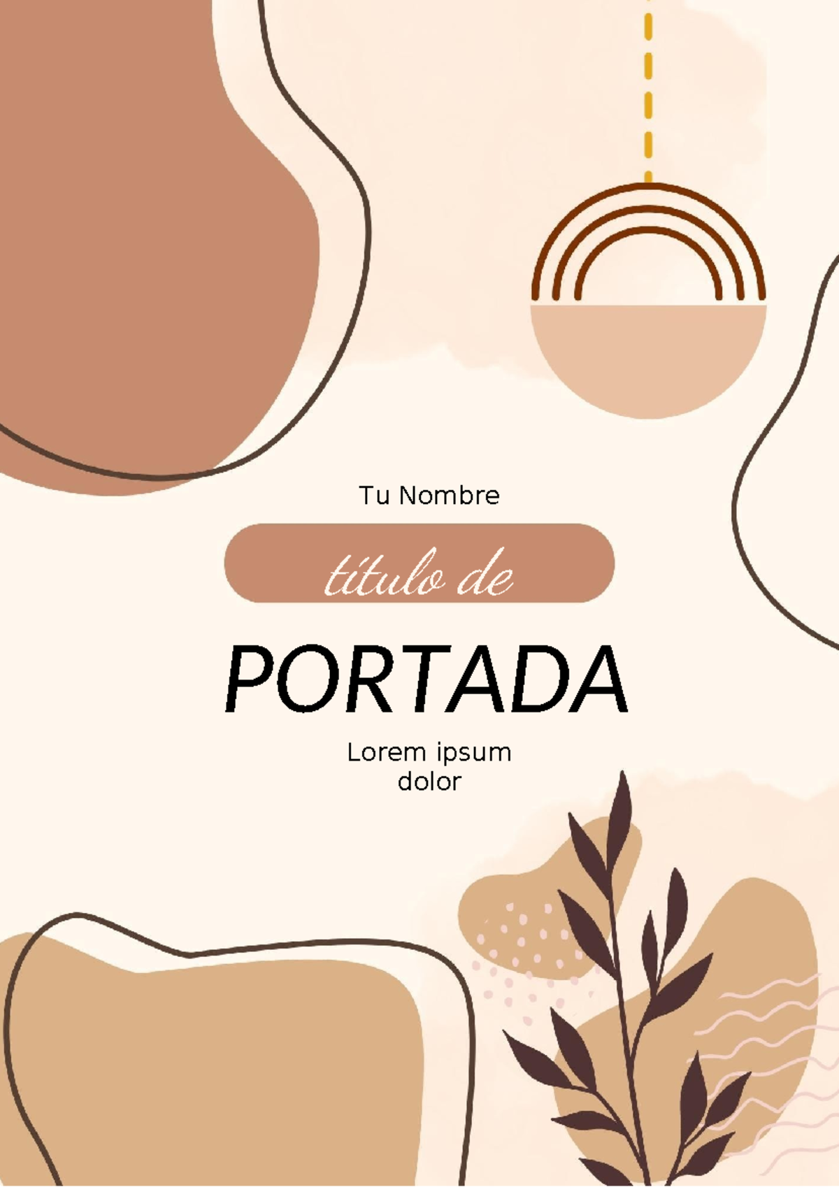 Portada Boho - Historia del Arte - Tu Nombre título de PORTADA Lorem ...