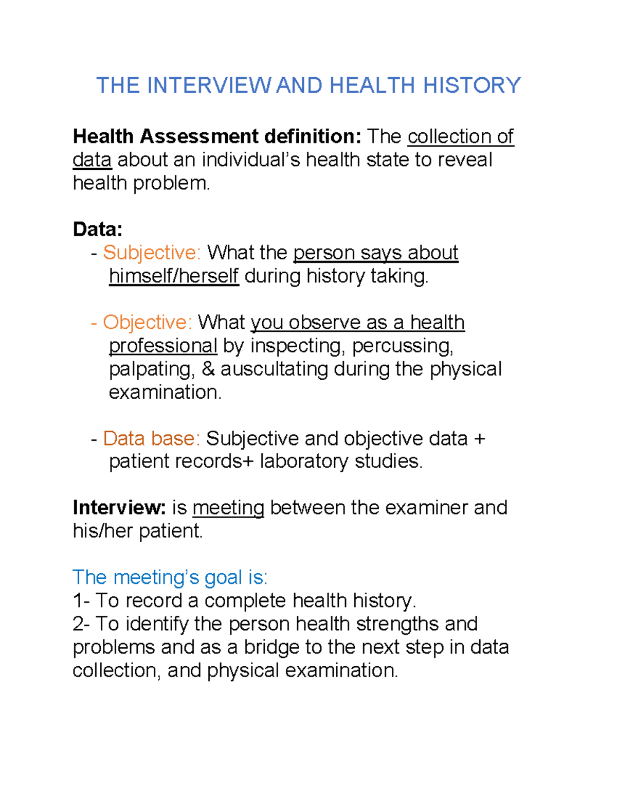 PAAS lec1 - Patient assessment ch 4 - THE INTERVIEW AND HEALTH HISTORY ...
