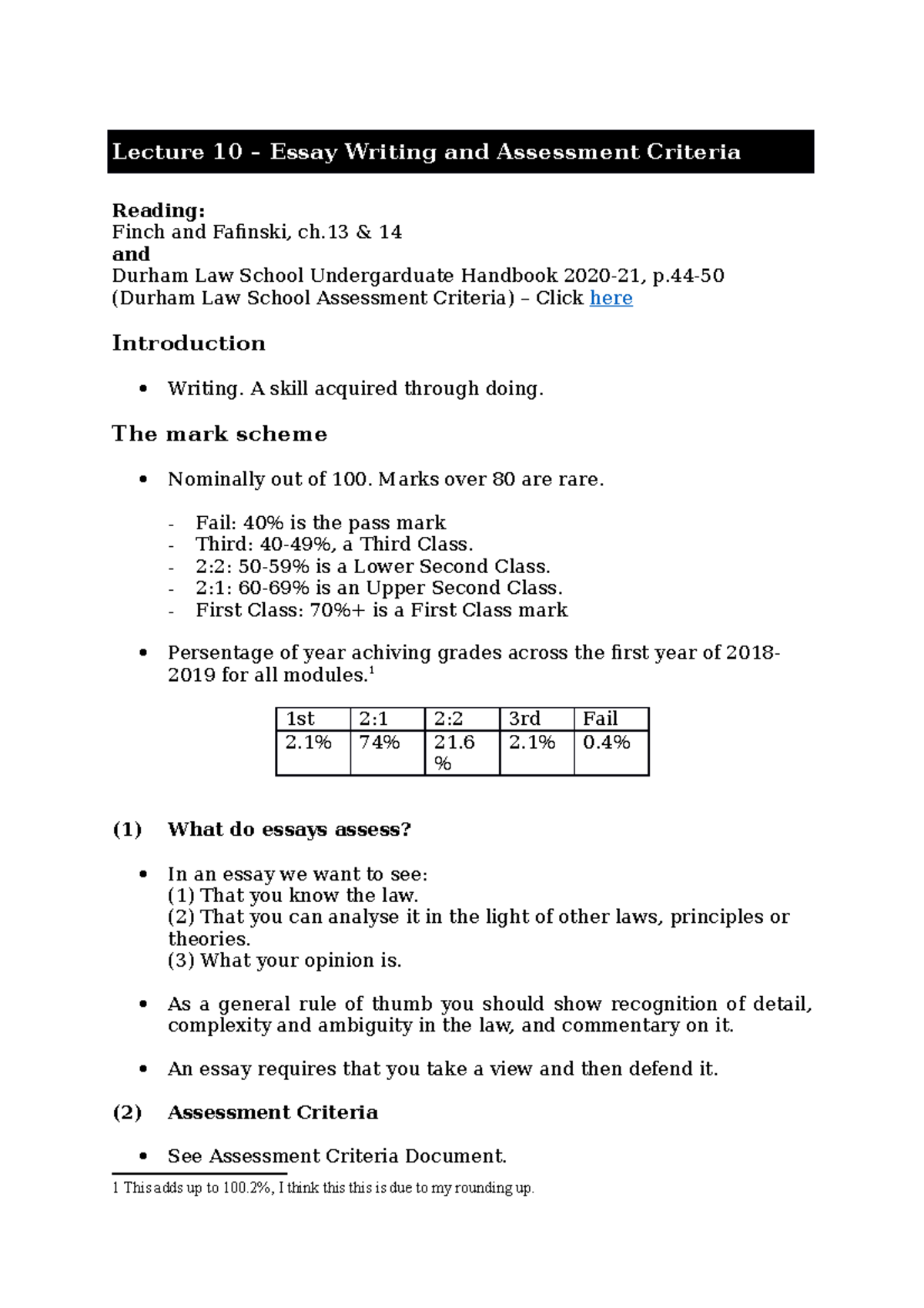 Handouts for lectures 10 11- Final - Lecture 10 – Essay Writing and ...