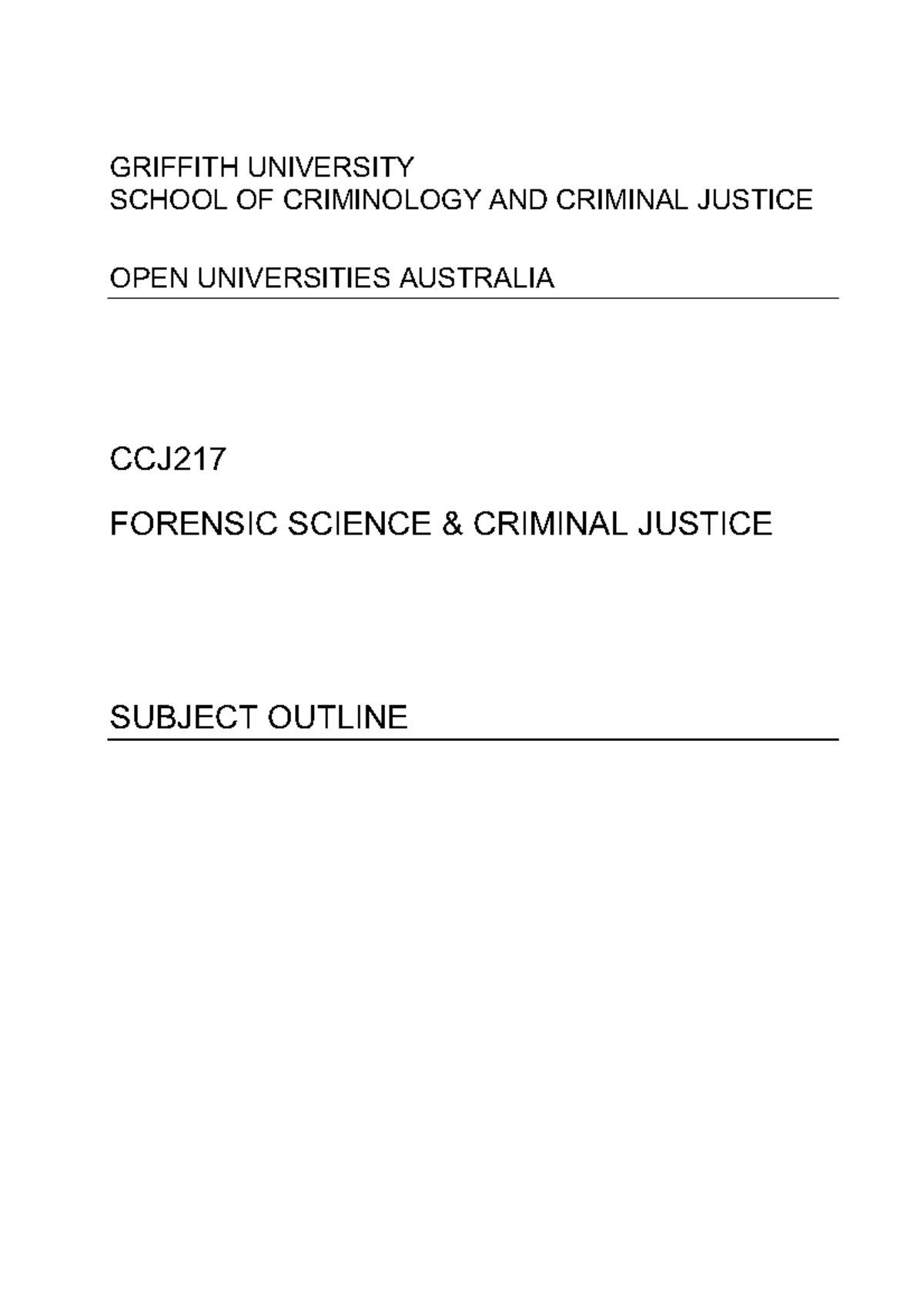 Forensic Science Criminal Justice Subject Outline - Studocu