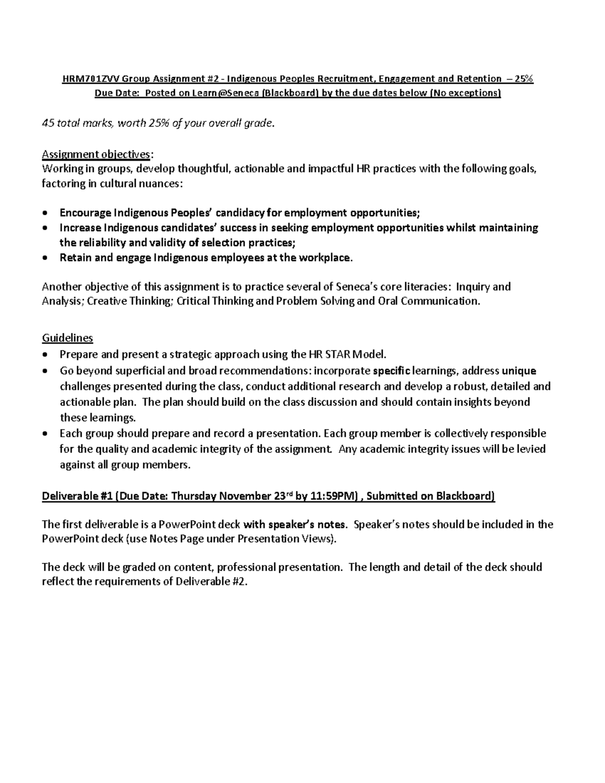 HRM701ZVV Indigenous Peoples Group Assignment Fall 2023 - HRM7 01 ZVV ...