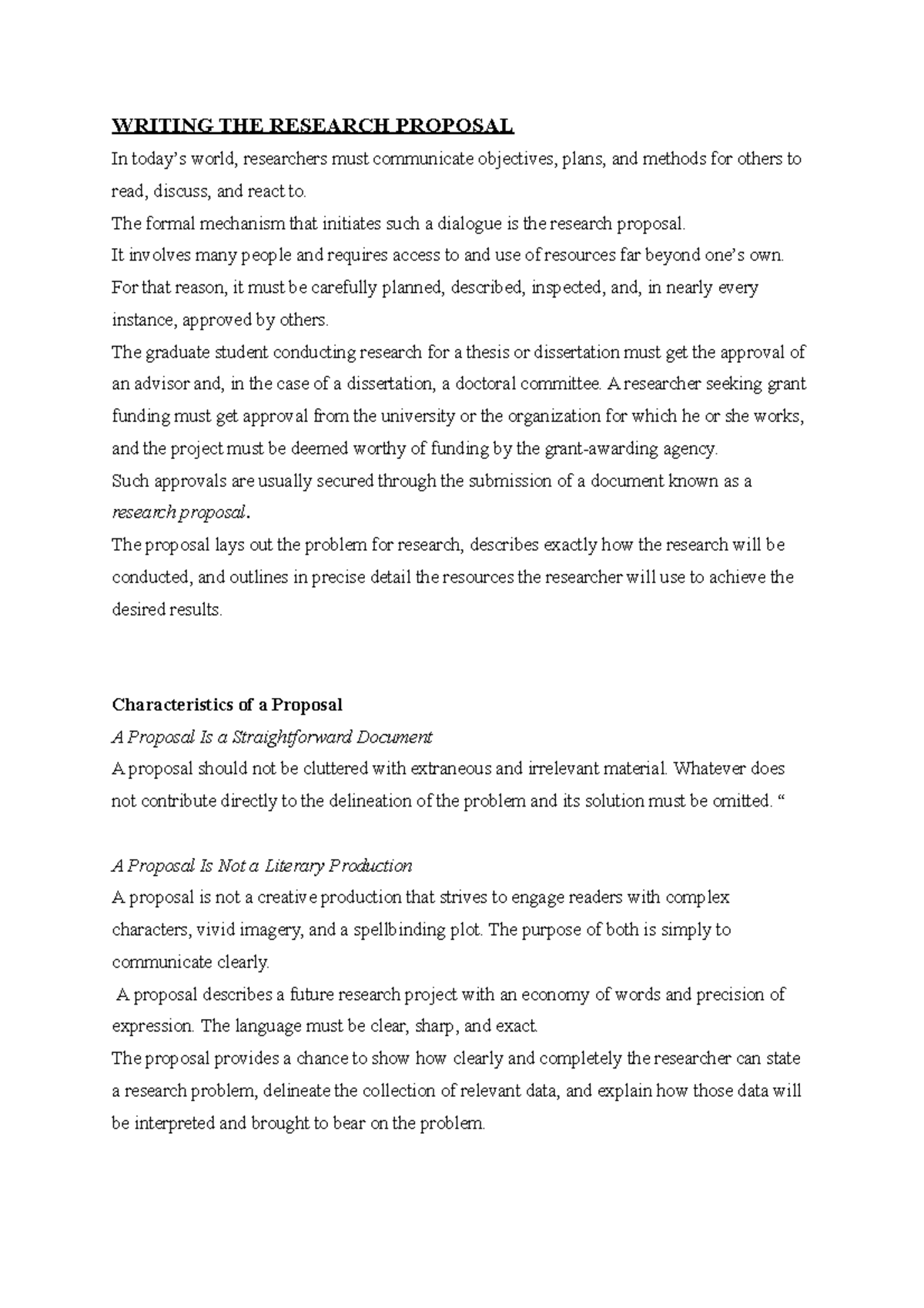 7 Writing THE Research Proposal - WRITING THE RESEARCH PROPOSAL In ...