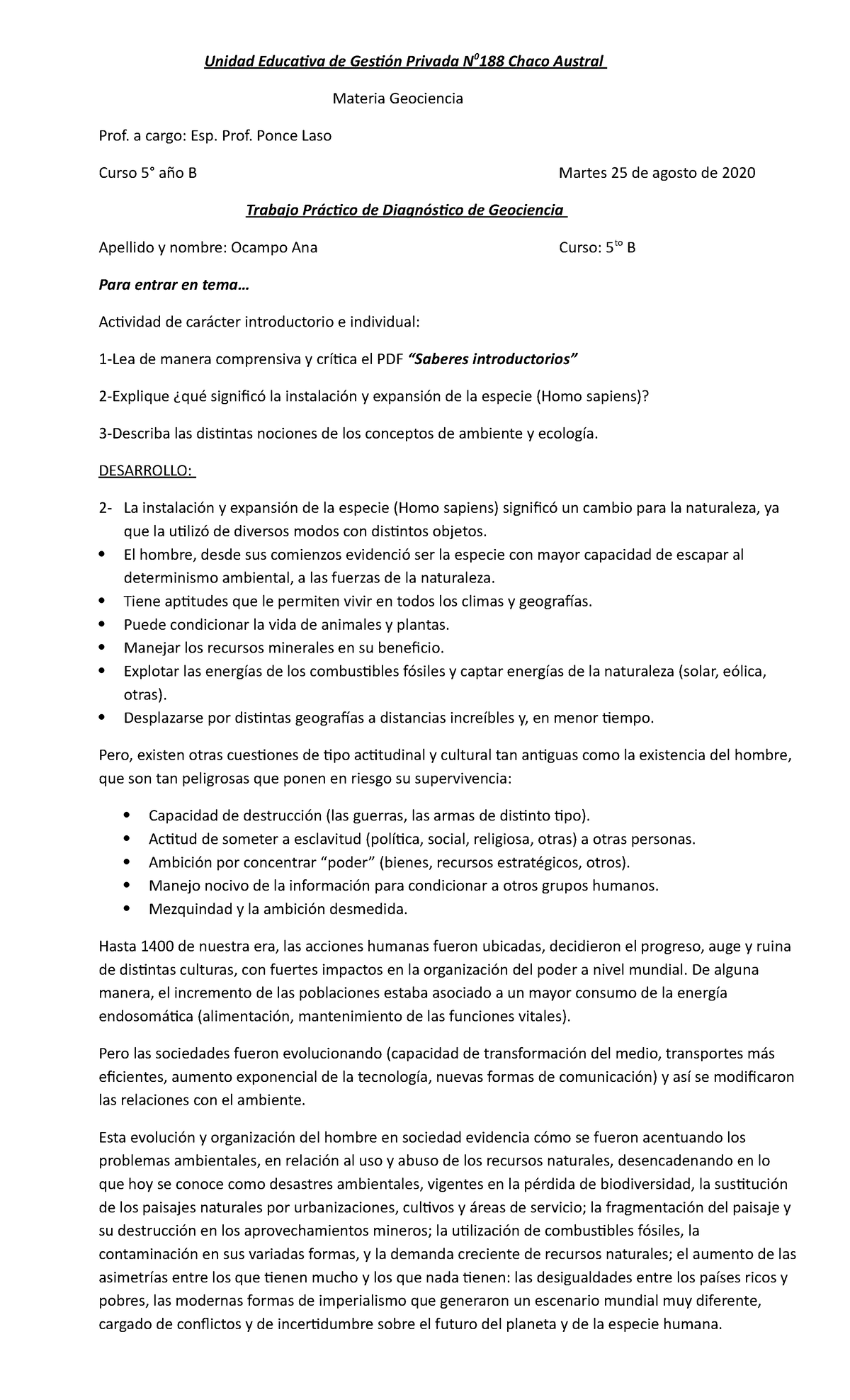 Ambiente y Ecología - Unidad Educativa de Gestión Privada N 0 188 Chaco ...