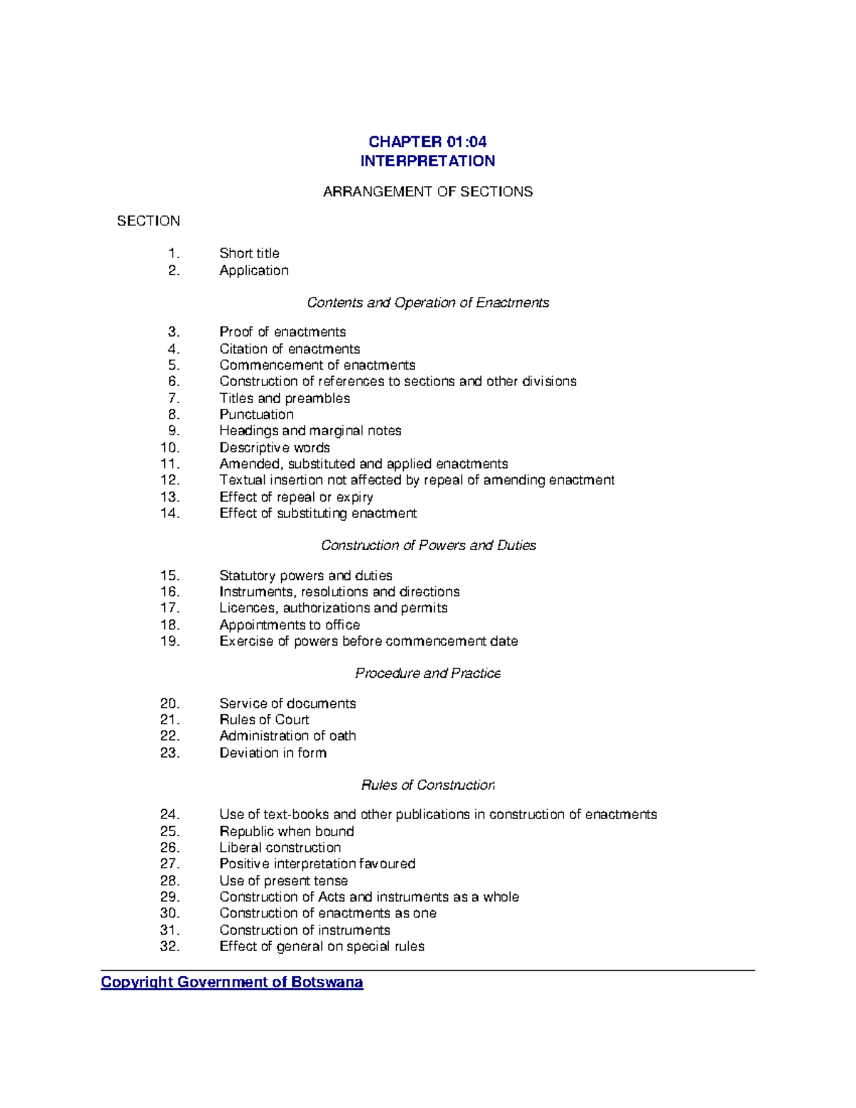 Interpretation ACT - Act - CHAPTER 01: INTERPRETATION ARRANGEMENT OF ...