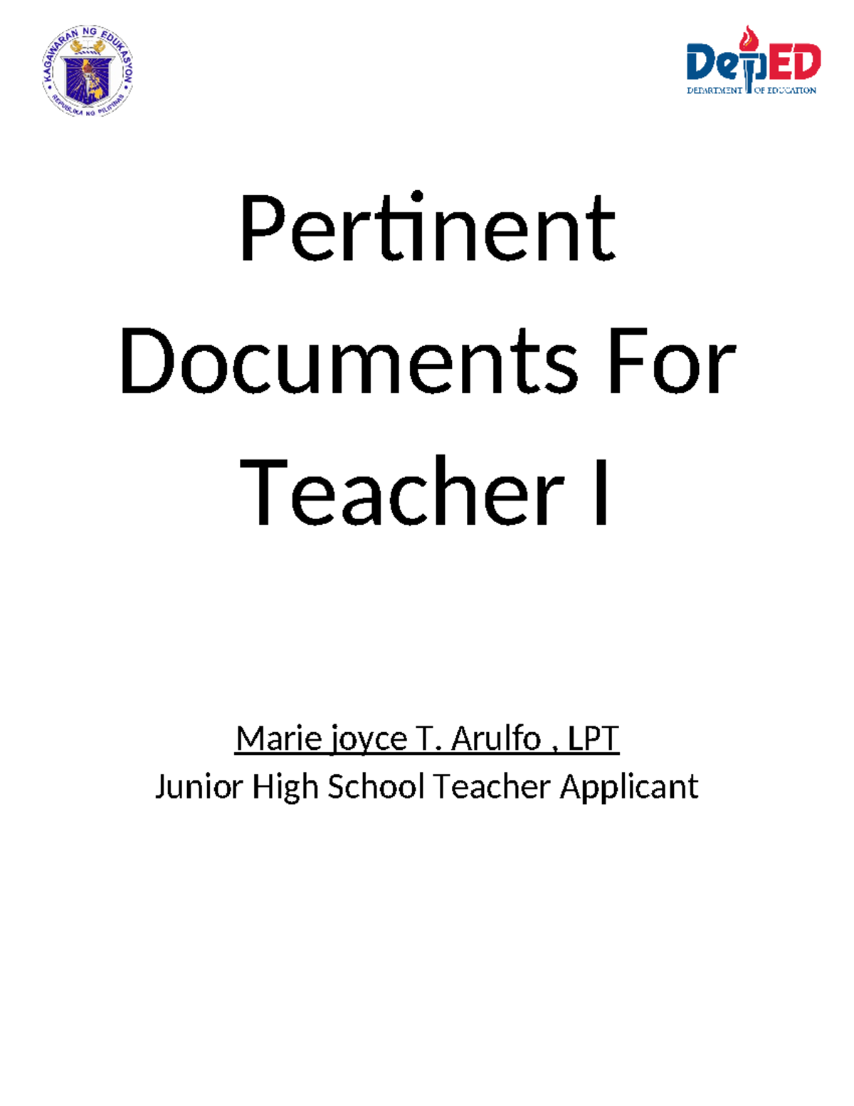Pertinent Documents For Teacher I - food research - Pertinent Documents ...