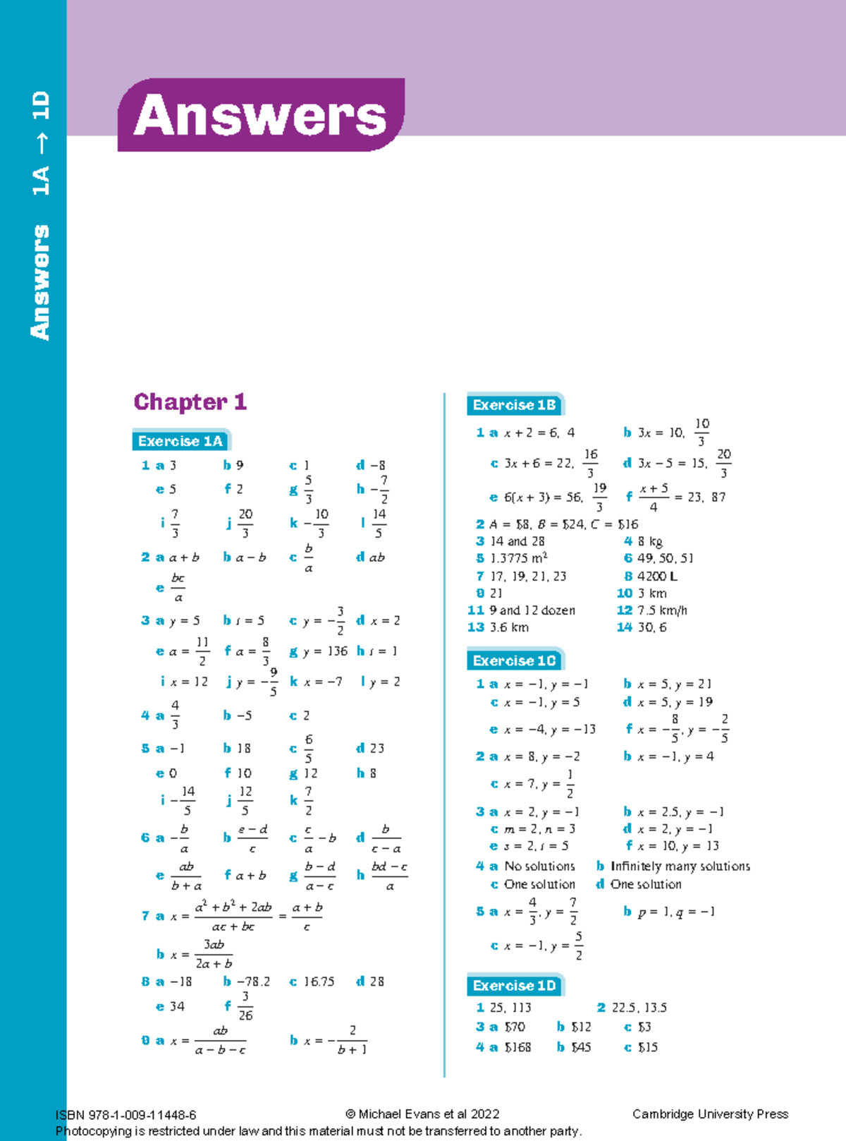 Methods 12 2ed Ch26 Answers - Answers 1A → 1D Answers Chapter 1 ...
