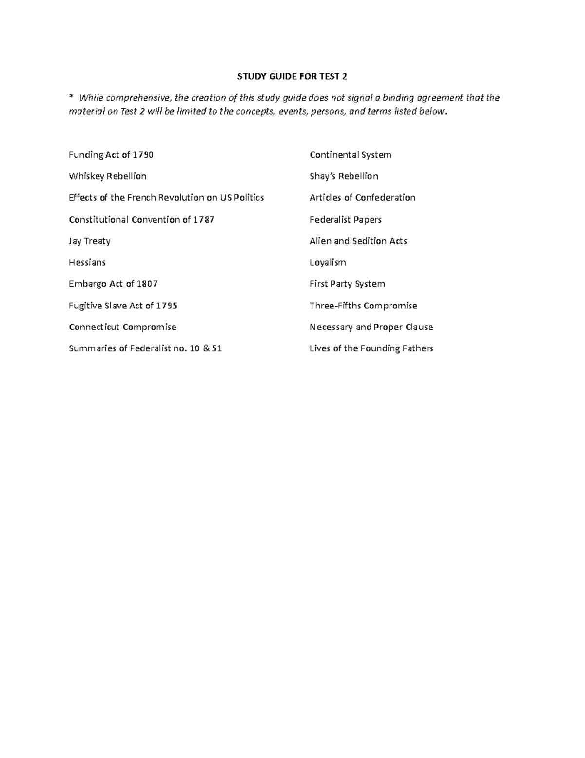 Test 2 Study Guide 131 - STUDY GUIDE FOR TEST 2 While comprehensive ...