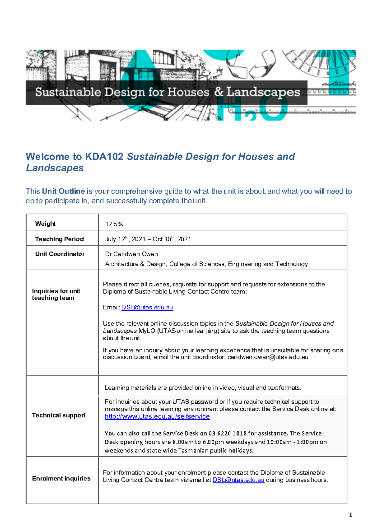 Unit Outline KDA102 - Welcome to KDA10 2 Sustainable Design for Houses ...