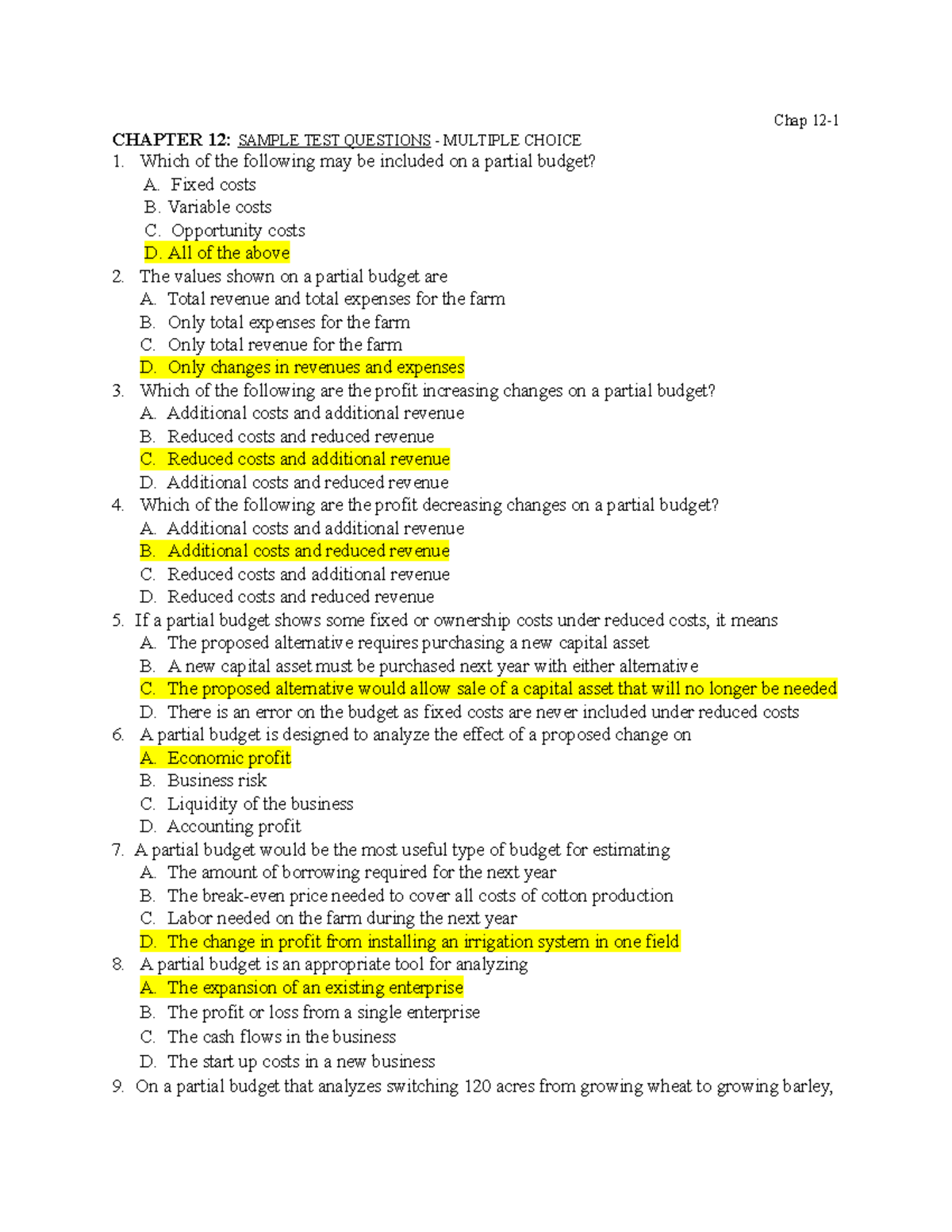 MC Chapter 12 Practice - Chap 12- CHAPTER 12: SAMPLE TEST QUESTIONS ...