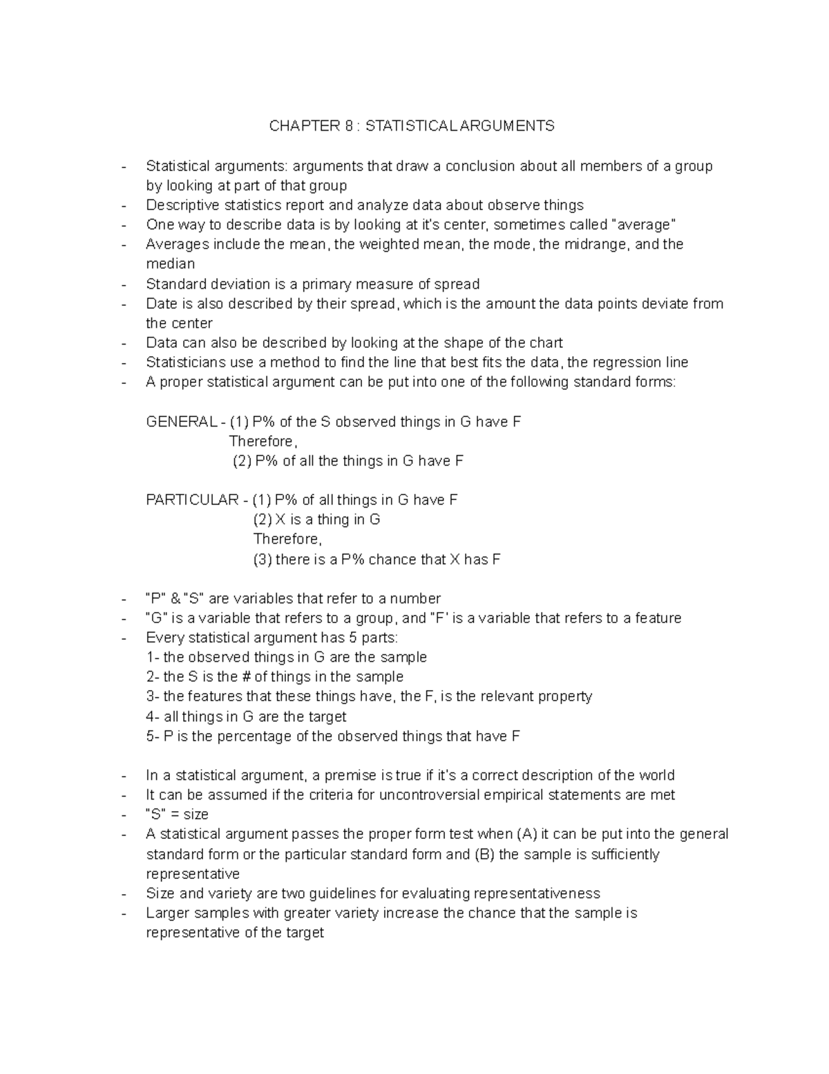 Chapter 8 Statistical Arguments - CHAPTER 8 : STATISTICAL ARGUMENTS ...