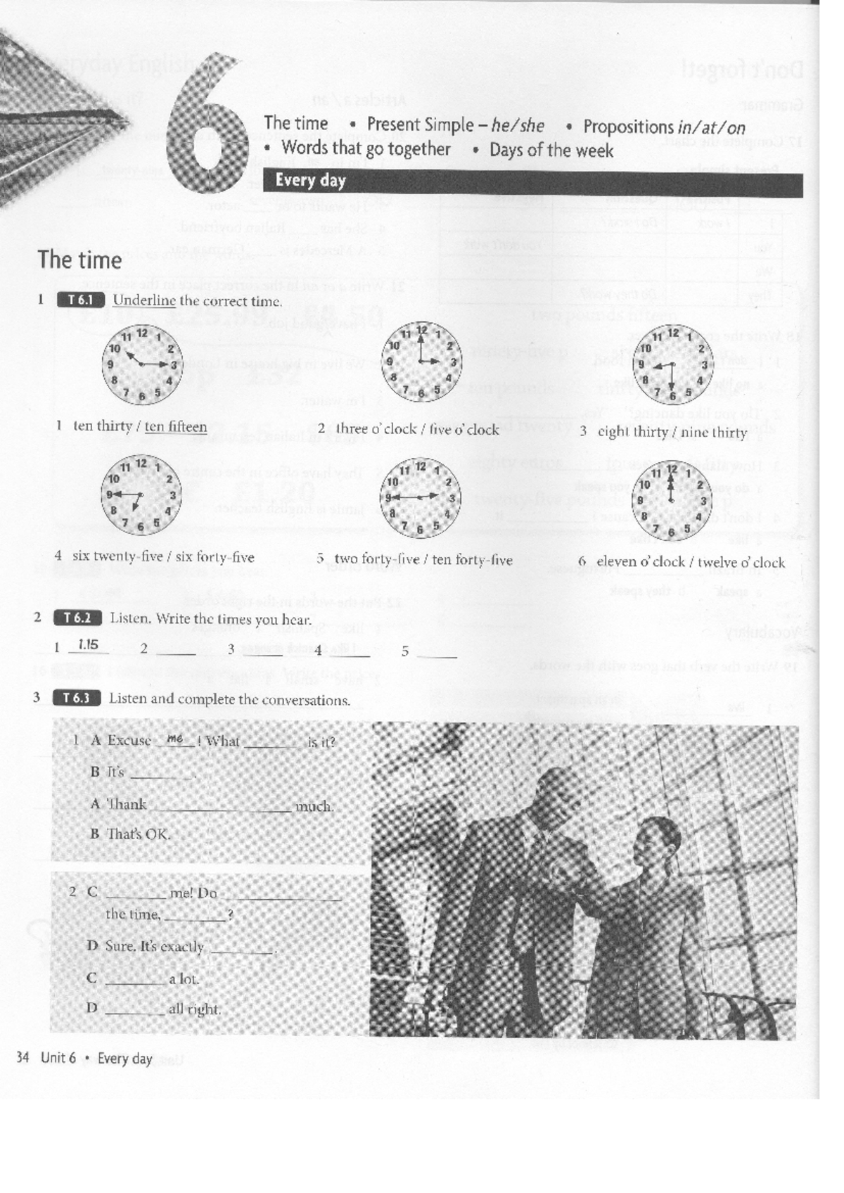 Beginner 6 Workbook - New Headway Student's book - 6 The time Present ...